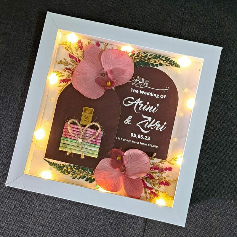 Jual BINGKAI MAHAR PERNIKAHAN CUSTOM /MAHAR IN FLOWER FRAME 3D CUSTOM ...