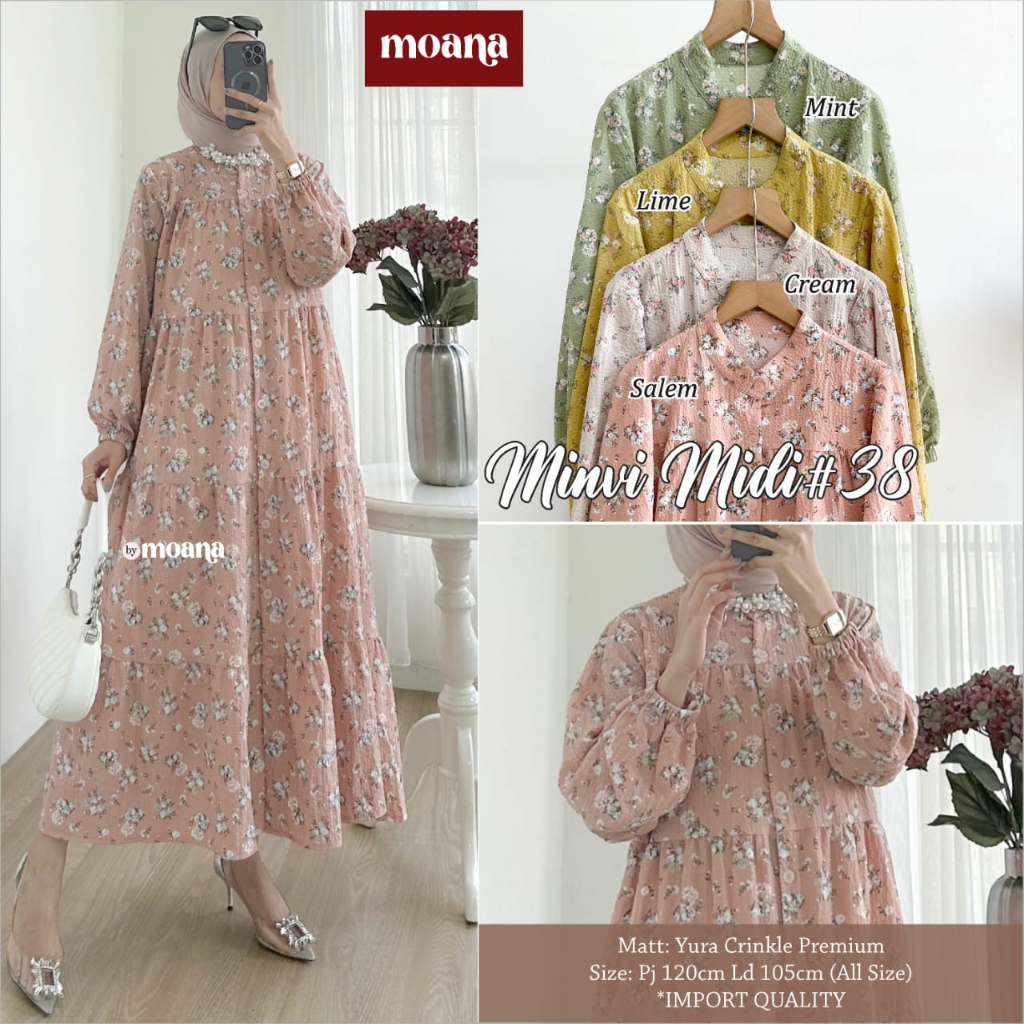 Jual MINVI #38 MIDI (Ready Salem) By MOANA MIDI DRESS MOTIF LD 105 (STOCK TANYAKAN) | Shopee ...
