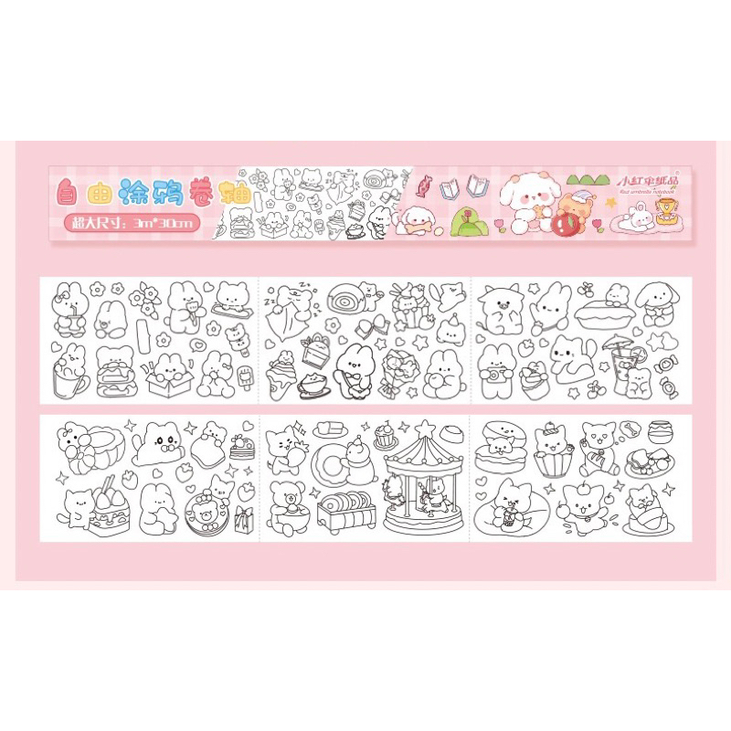 Jual AJS Kertas Roll mewarnai anak / sticker dinding kertas menggambar ...