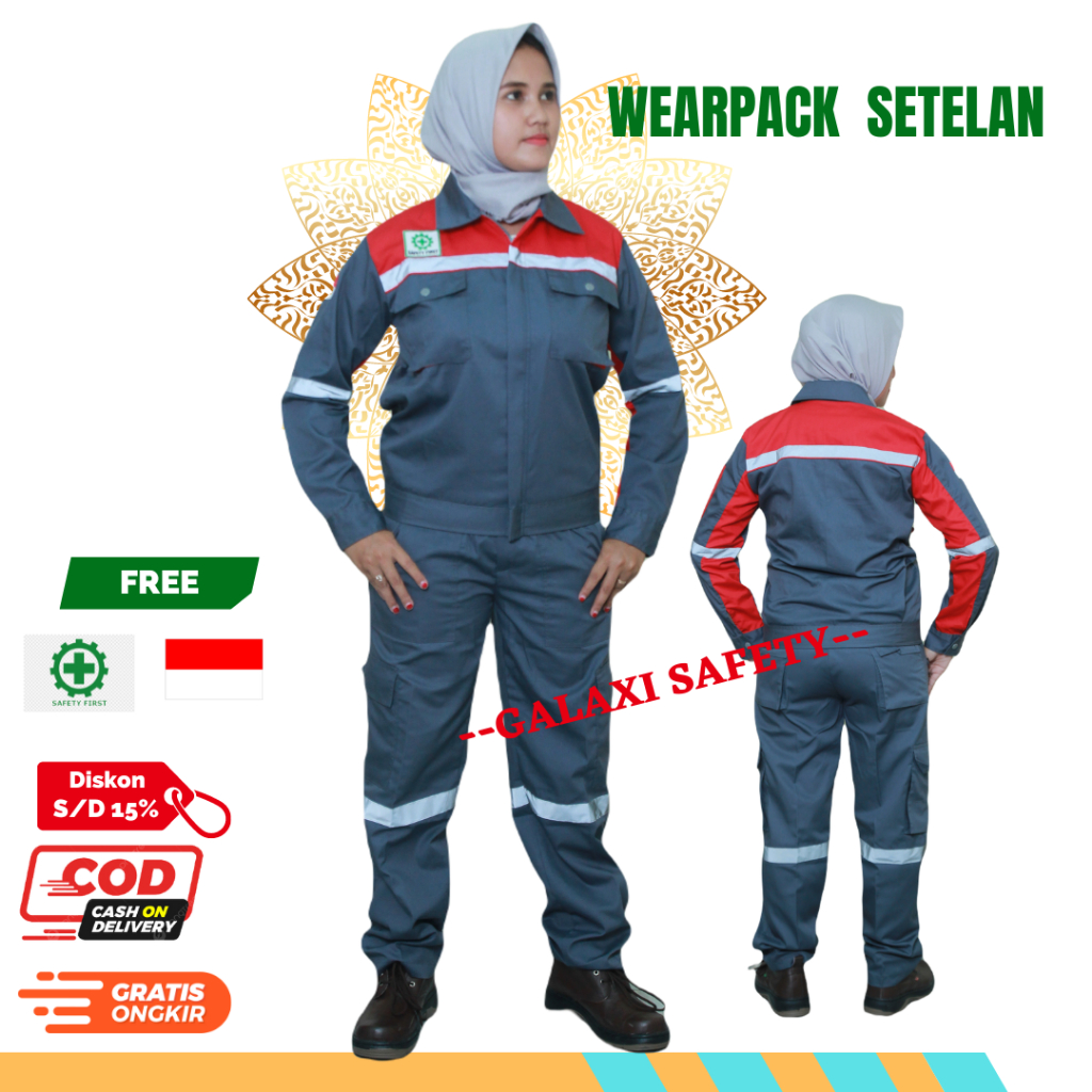 Jual SETELAN Baju Proyek warna Atasan ABU kobinasi MERAH/Celana cargo ...