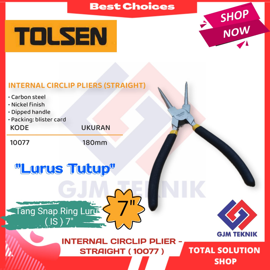 Jual Tang Snap Ring 7 Inch Lurus - TANG LINGKARAN DALAM TOLSEN 10077 ...
