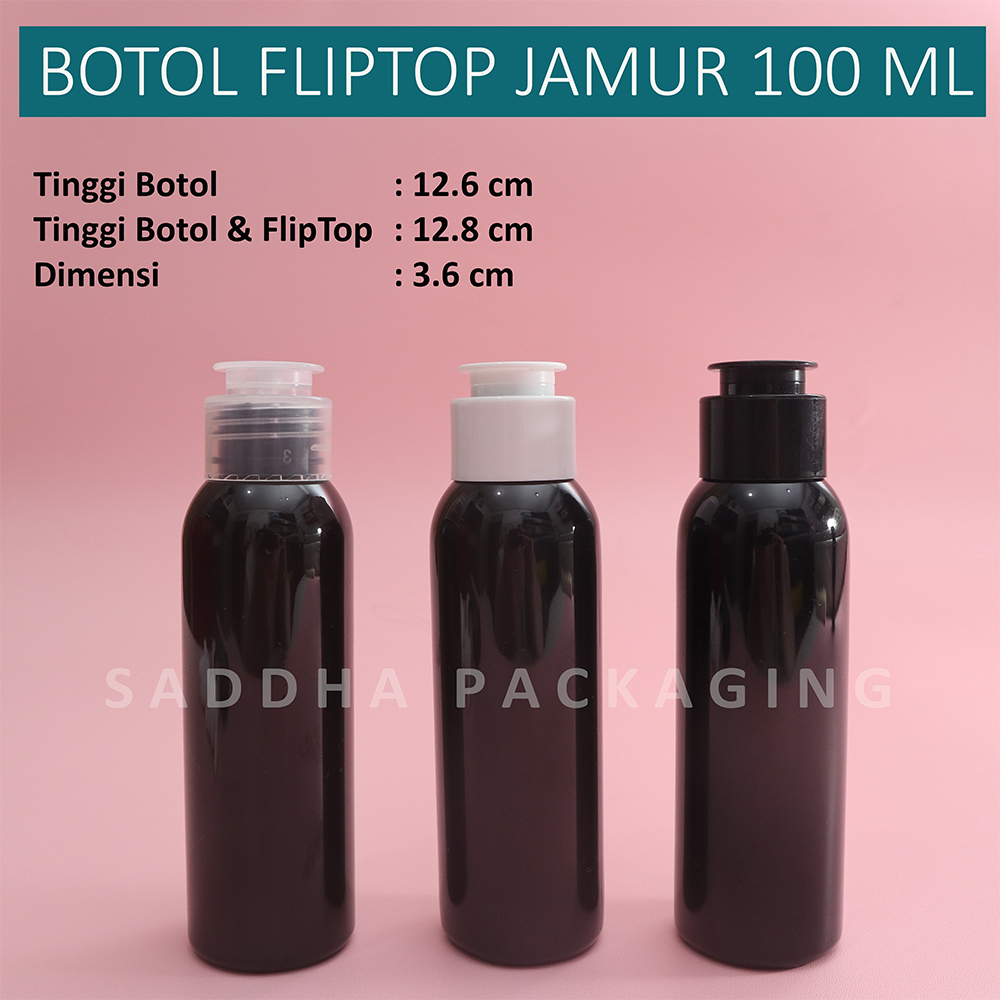 Jual Botol Fliptop JAMUR 100ml Hitam / Botol PET 100 ml Fliptop Mushroom / Botol Plastik PET ...