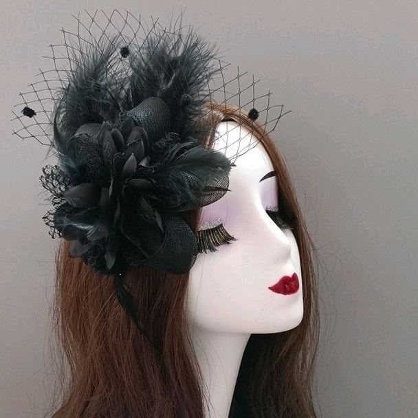 Jual TOP-10 Headpiece jepit bulu Topi gatsby wanita model vintage eropa ...