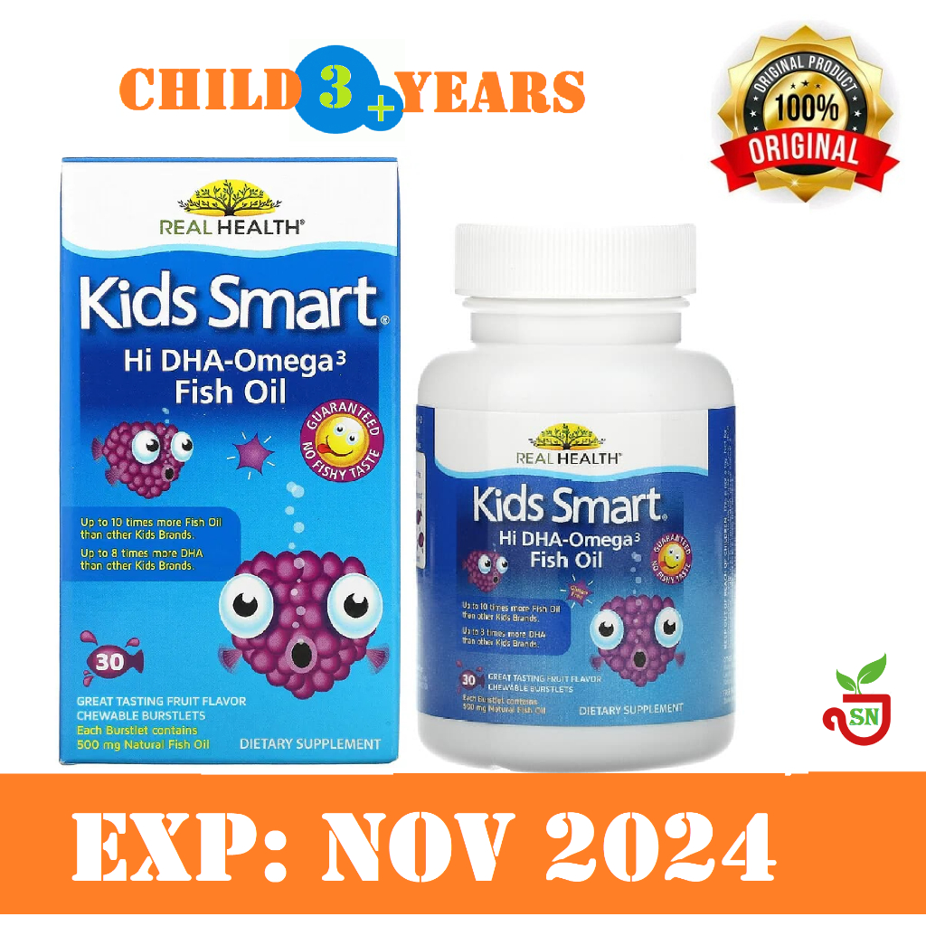 Jual Bioglan, Kids Smart, Hi DHA-Omega 3 Fish Oil, Great Tasting Fruit ...