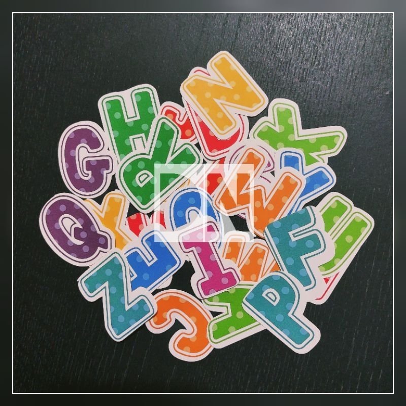 Jual isi 26 pcs stiker alfabet a-z sticker kertas glossy karakter huruf ...