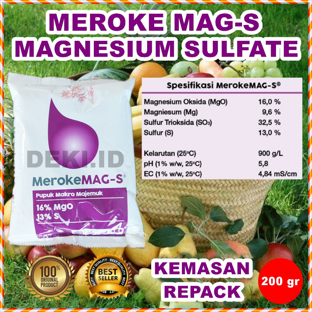 Jual Pupuk Magnesium Sulfat Mags Meroke 200 gr Repack Sulfate Mag S ...