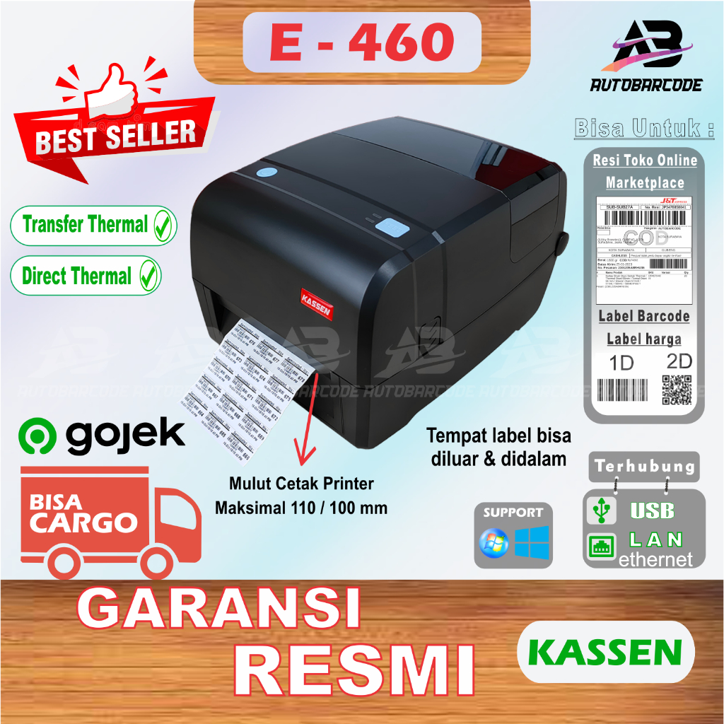 Jual Printer Barcode Kassen E-460 Stiker Harga Label Barang Resi ...