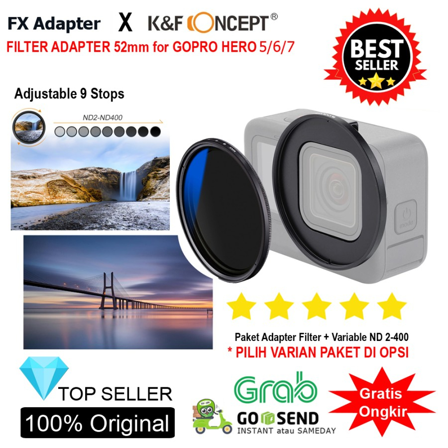 Jual Paket Adapter Filter Gopro Hero 5/6/7 + KNF Variable ND 2-400 ...