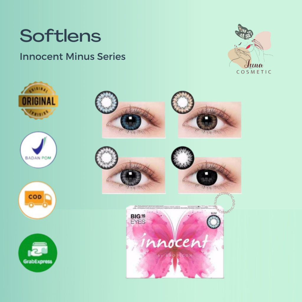 Jual Softlens Innocent MINUS X2 EXOTICON / GREY BLACK BROWN BLUE / Big ...