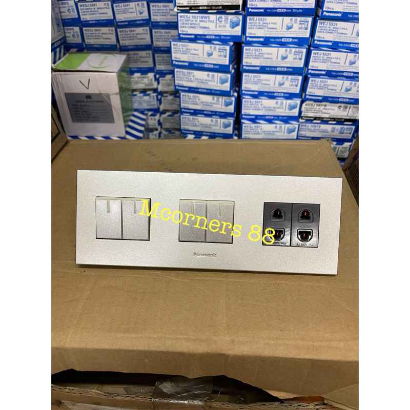Jual Panasonic Style E Silver Saklar 4 Gang + Stopkontak Universal (2 ...
