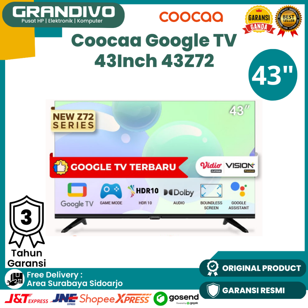 Jual Coocaa Google TV Android TV Coocaa 43 Inch 43Z72 FHD Garansi Resmi ...