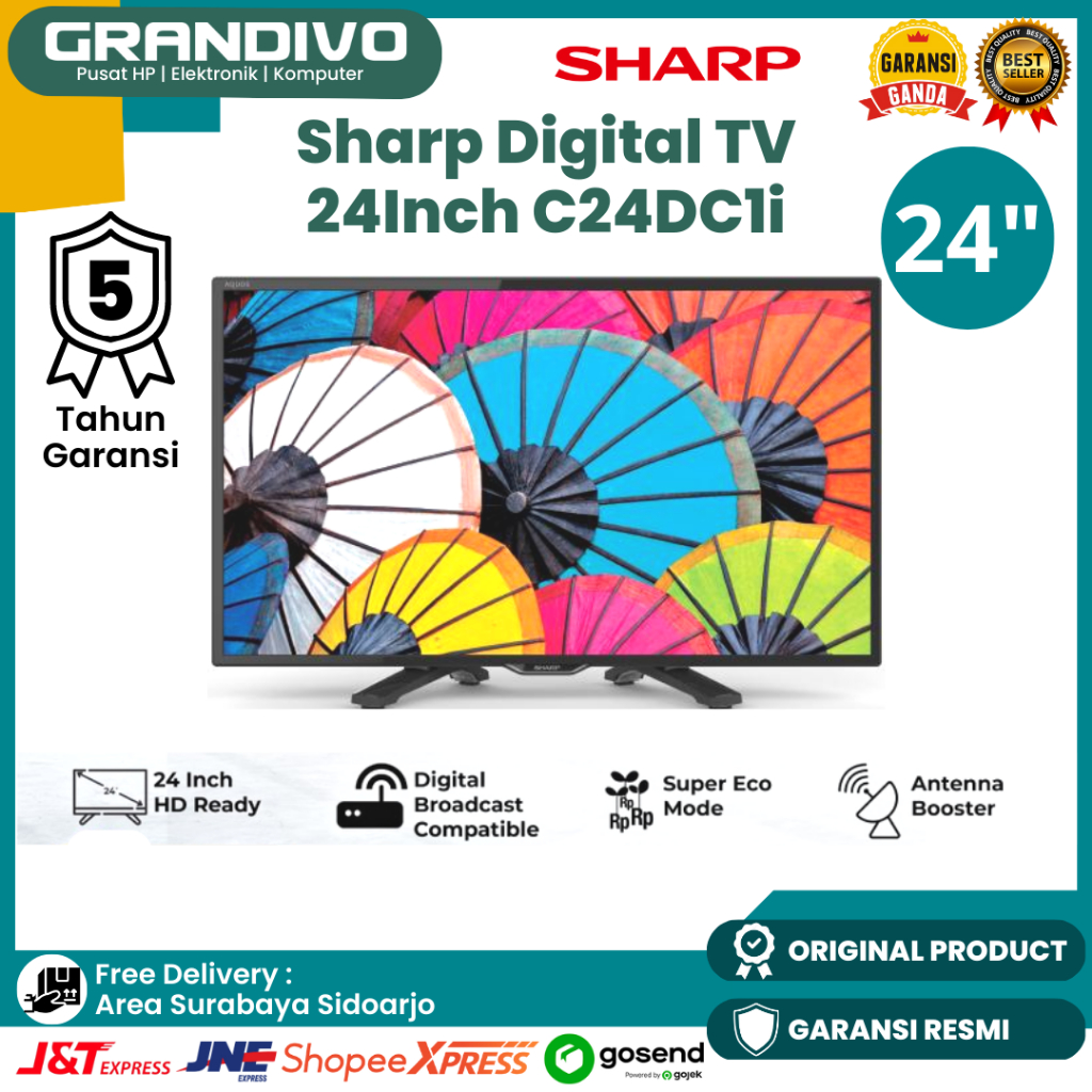 Jual TV Digital Sharp 24 Inch LED TV Sharp C24DC1i 2T-C24DC1i Garansi ...