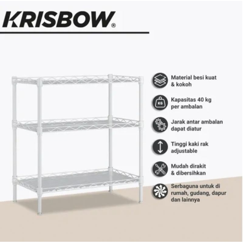 Jual KRISBOW Rak Besi 3 Tingkat/Rak Barang/Wire Rak - Putih | Shopee ...