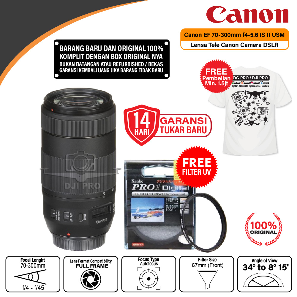 Jual Canon EF 70-300mm f4-5.6 IS II USM Lensa Tele Canon Camera DSLR ...