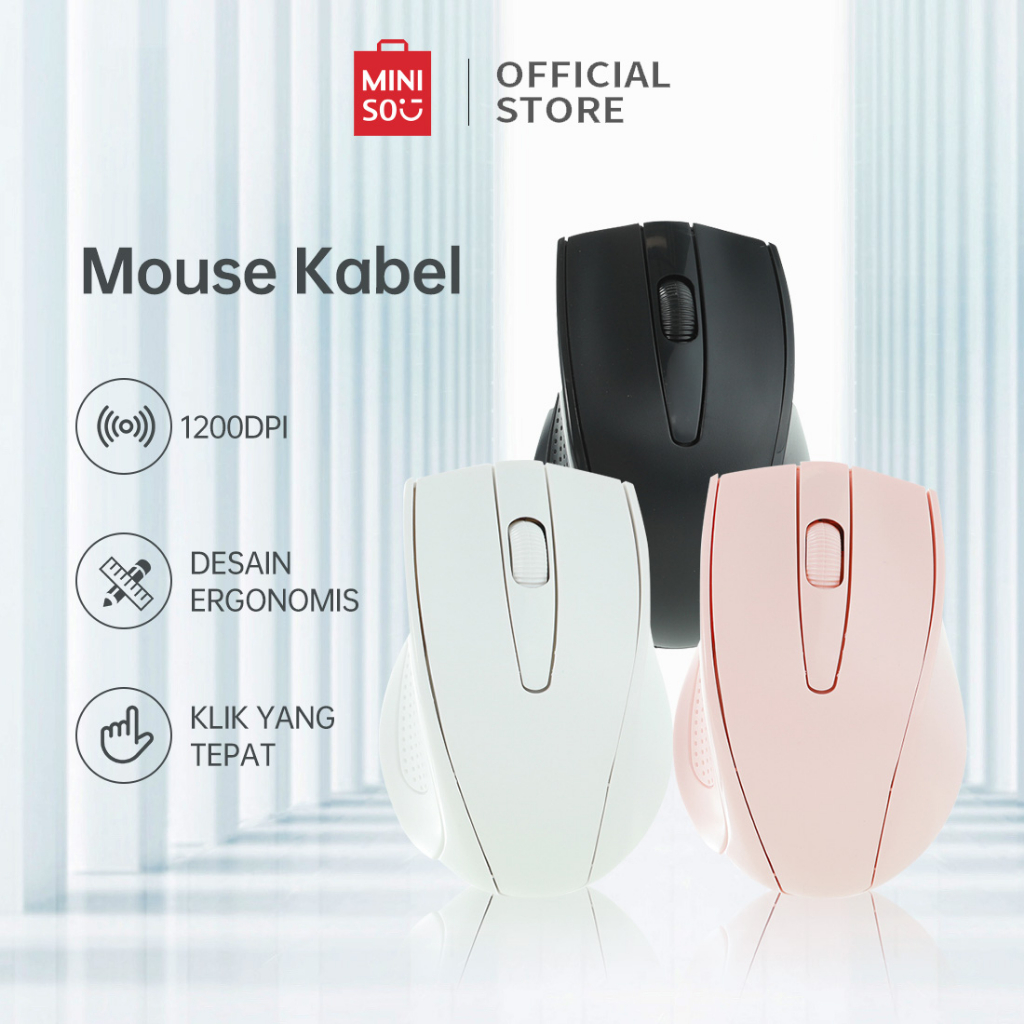 Jual MINISO Mouse Kabel USB Colorful Mouse Berkabel yang Ergonomis ...