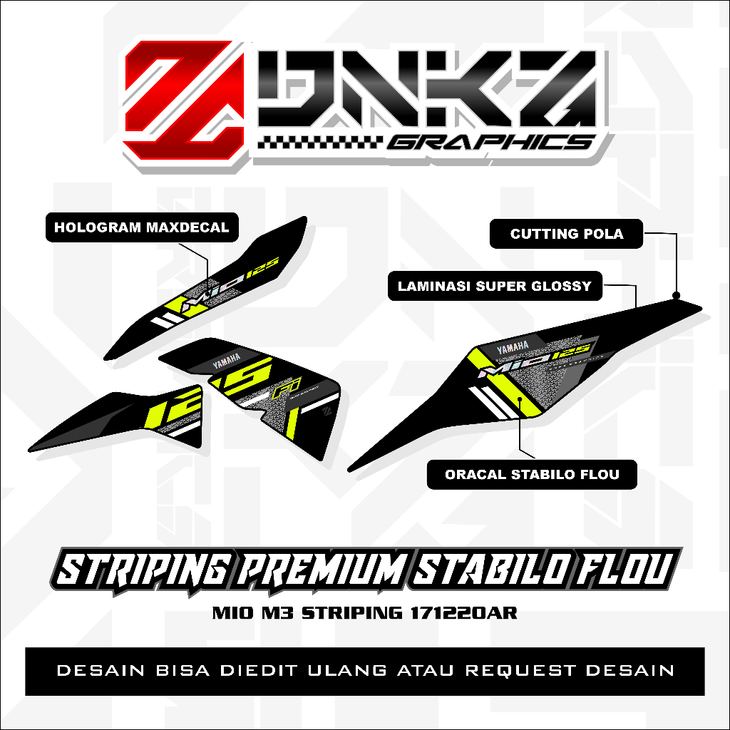 Jual Stiker Mio M3 Striping Stabilo Flou Standar Mio M3 Mio Z Premium ...