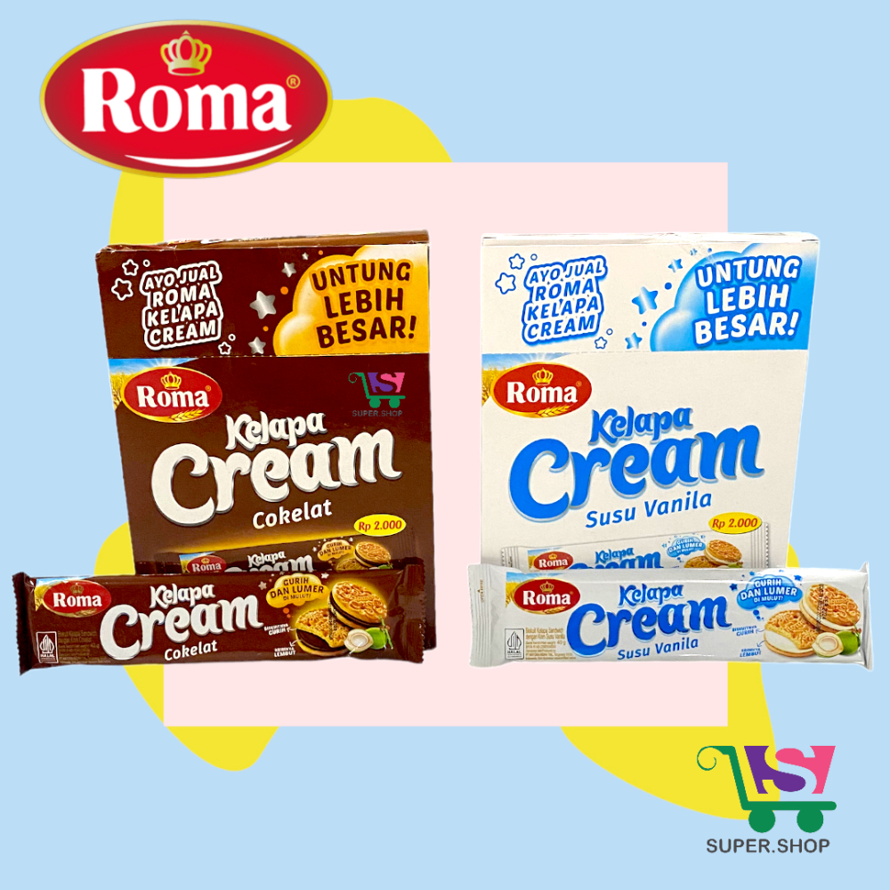 Jual Roma Kelapa Cream Susu Vanilla / Cokelat PACK (isi 12 pcs ...