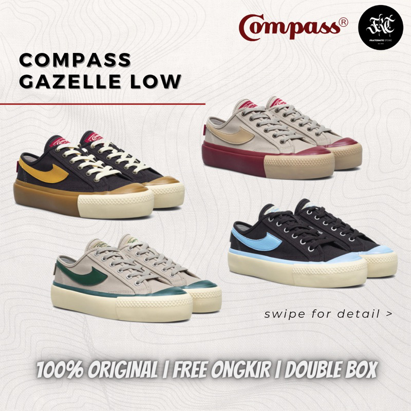 Jual [ORIGINAL 100%] SEPATU COMPASS GAZELLE LOW CHOCO ICE/WAFER GREEN ...