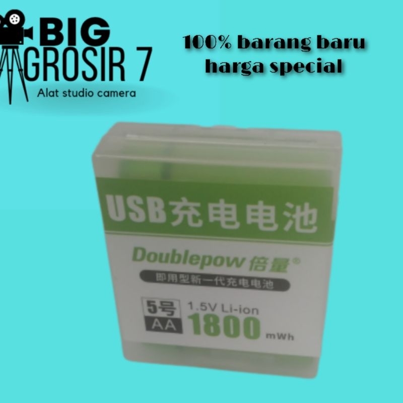 Jual battery usb AA rechargeable doublepow bateri cas li-lon 1800mWh | Shopee Indonesia