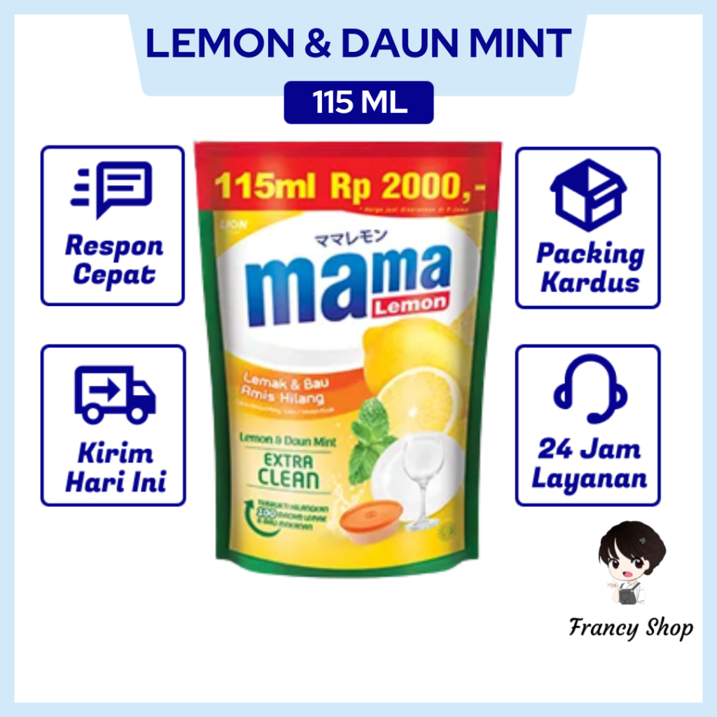 Jual Mama Lemon & Daun Mint Sabun Cuci Piring 115 ml | Shopee Indonesia