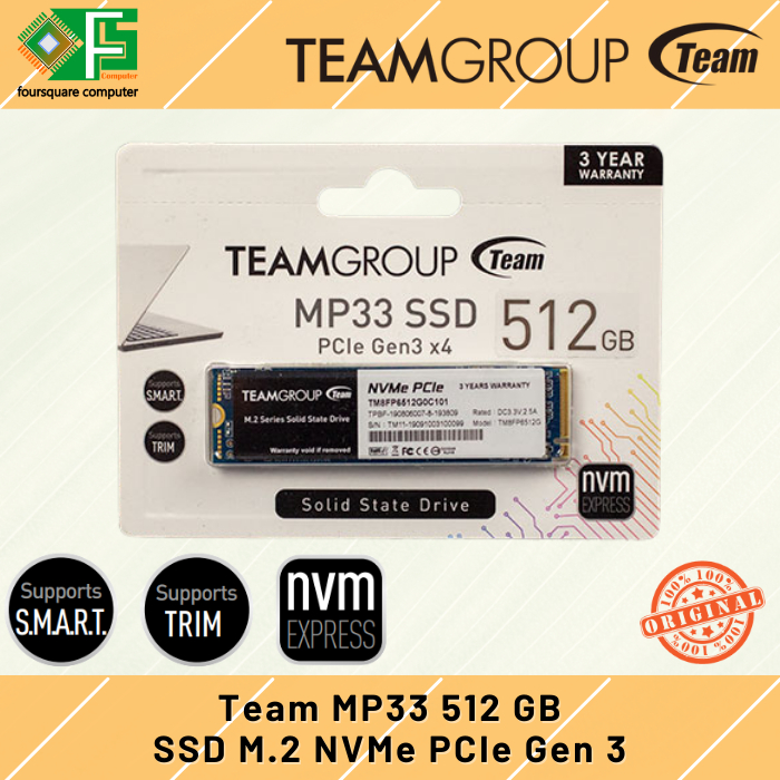Jual Team MP33 SSD 512GB NVMe Gen 3 M.2 2280 Up to 1700 MB/s Original ...