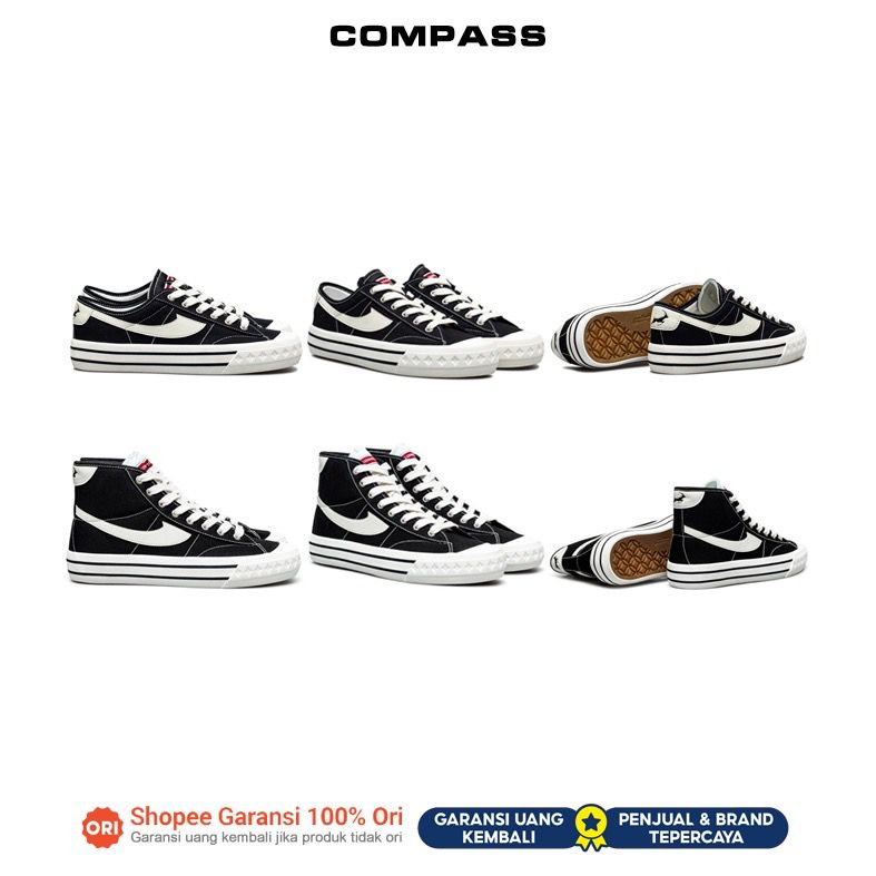 Jual [ORIGINAL NEW] Sepatu Compass Retrograde Black White / BW | Shopee ...