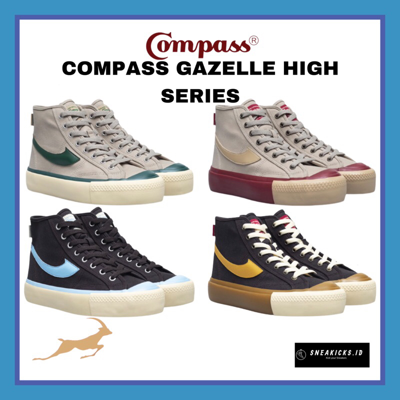 Jual [ORIGINAL] SEPATU COMPASS GAZELLE HIGH WAFER GREEN / WAFER MAROON ...