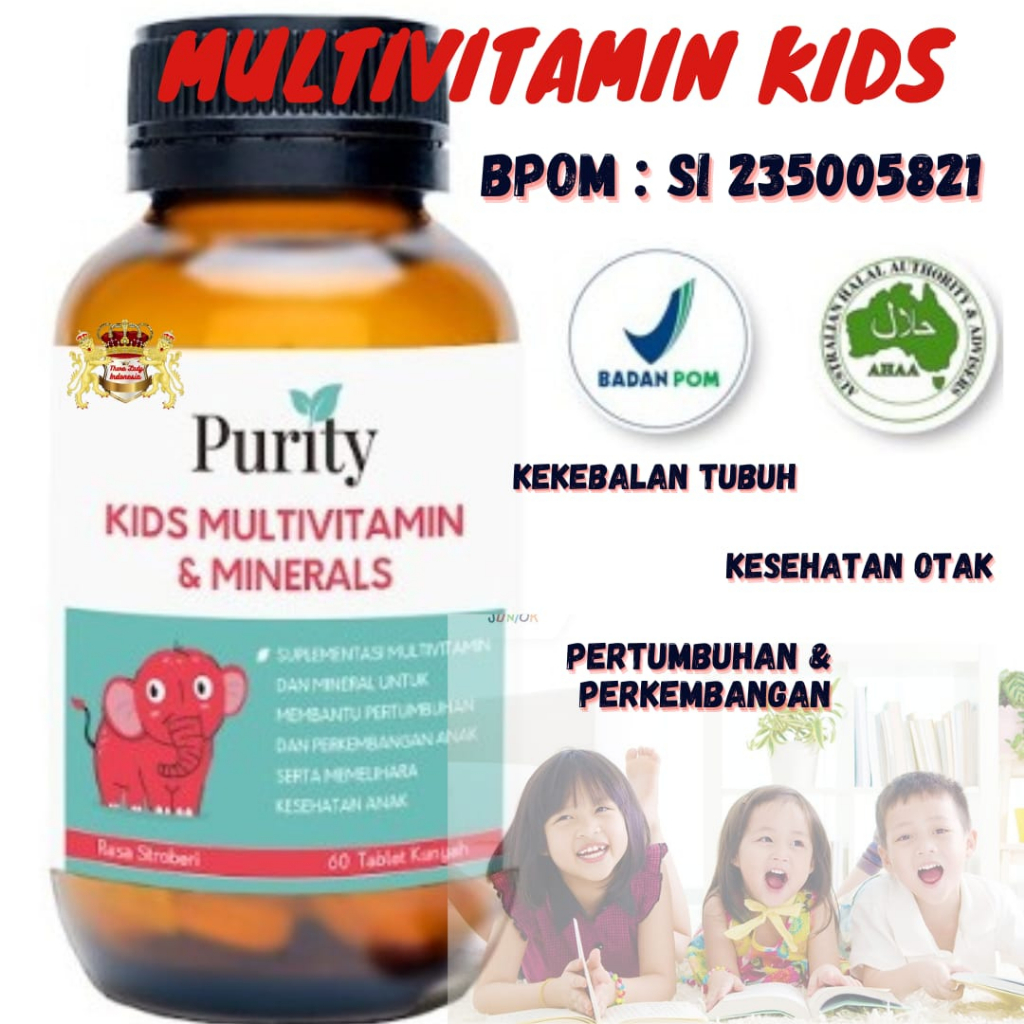 Jual purity smart kids multivitamin 60 chewable tablets bpom | Shopee ...
