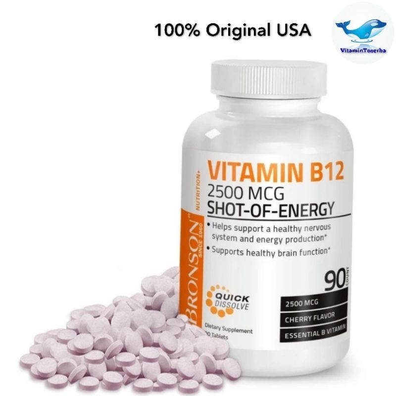 Jual Bronson Vitamin B12 2500 MCG Shot of Energy 90 Tablets | Shopee ...