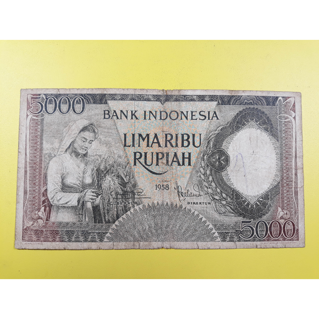 Jual Uang Kuno Indonesia 5000 Rupiah Tahun 1958 F | Shopee Indonesia