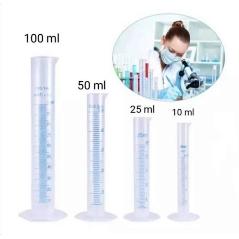 Jual Gelas Ukur Tabung Laboratorium Tulisan Biru ( 4 ukuran ) | Shopee ...