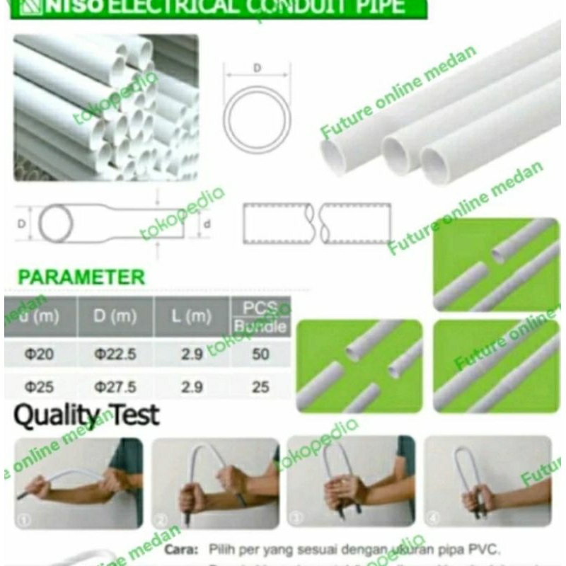 Jual Pipa listrik Konduit Conduit 20mm 3/4 sni/ jawara/ Niso 2.9 Meter ...