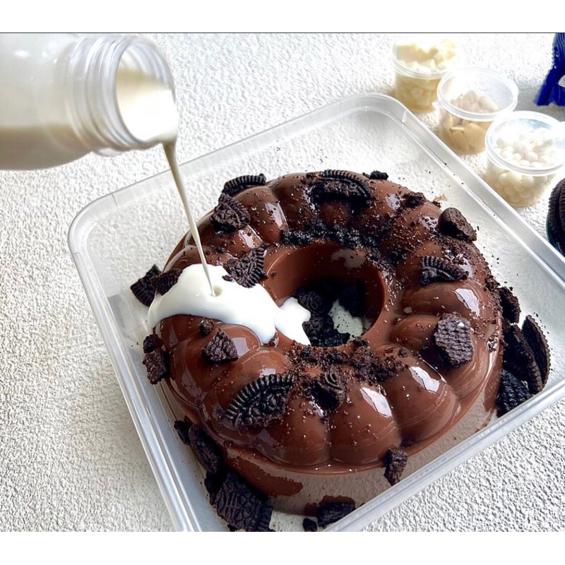 Jual Puding siram /puding susu/puding puding berenang ukuran 20cm ...