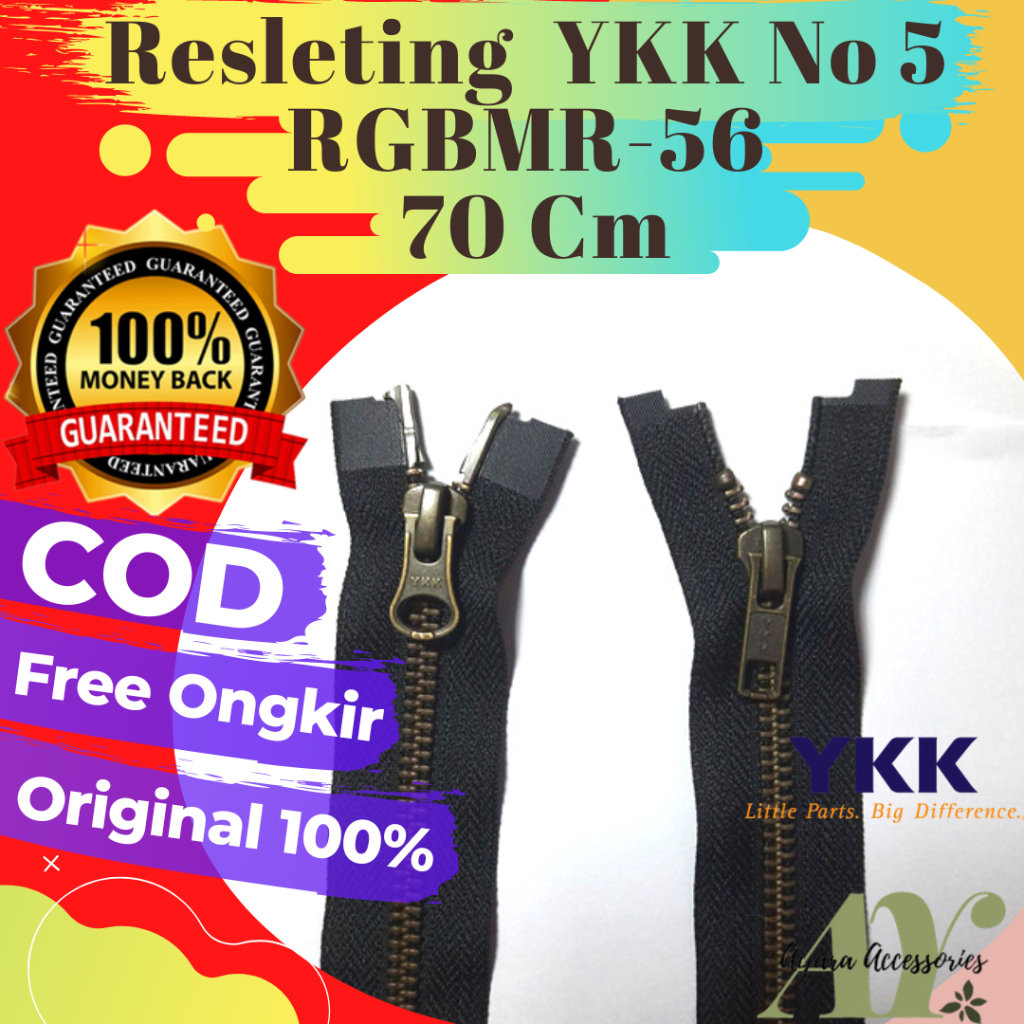Jual RESLETING ZIPPER SLETING JAKET YKK BESI BAKAR NO 5 70 CM 2 KEPALA | Shopee Indonesia
