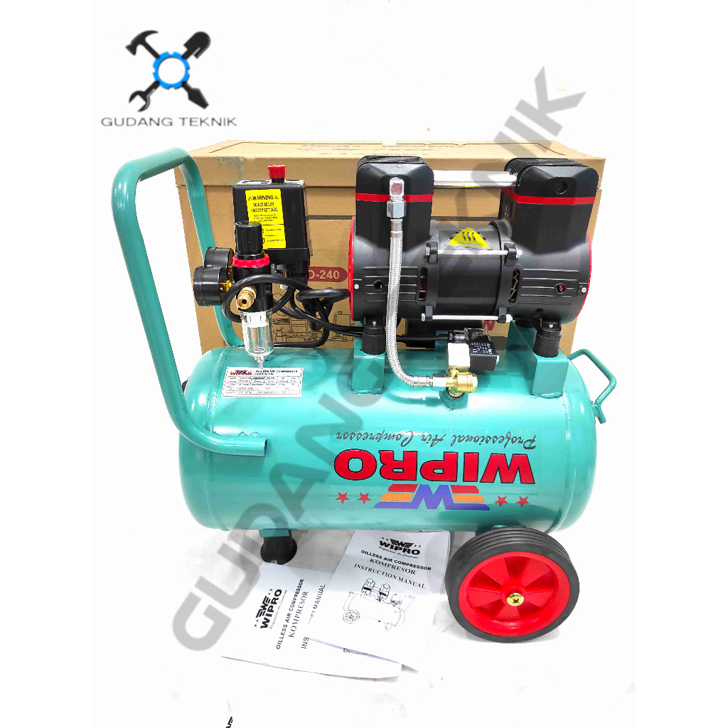 Jual Kompresor Angin OILESS 24L WIPRO APOLLO 240 1Hp LISTRIK / Air ...