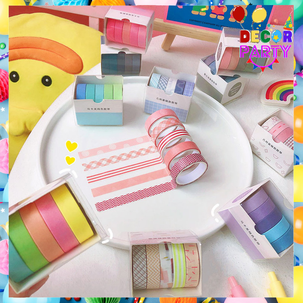 Jual DP Roll Masking Tape Set 5Pcs Essential Collection Basic Pattern ...
