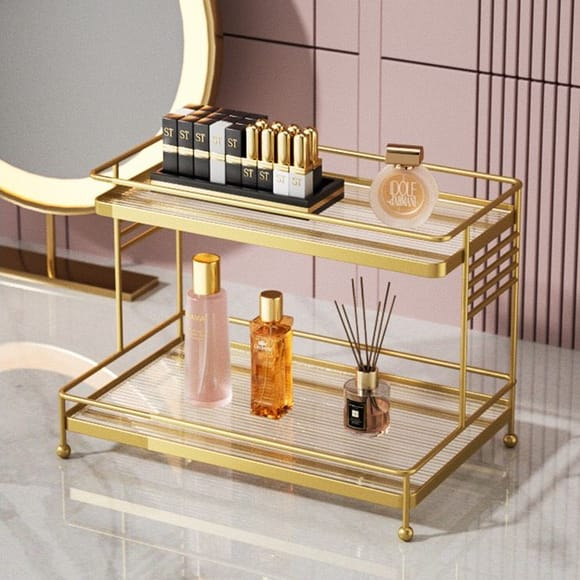 Jual MM#8P2 8P3 Rak Kosmetik 2 Tingkat / Tempat Kosmetik / Rak Kosmetik Gold / Rak Wastafel ...