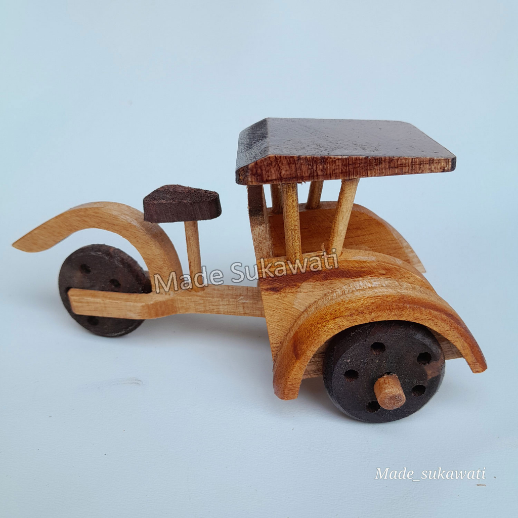 Jual Miniatur Becak kerajinan kayu handmade | Shopee Indonesia