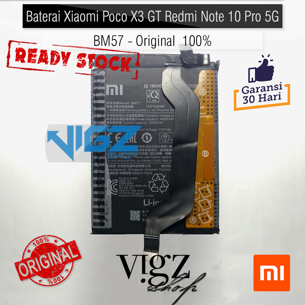 Jual Baterai Xiaomi Poco X3 GT Redmi Note 10 Pro 5G BM57 Original 100% ...