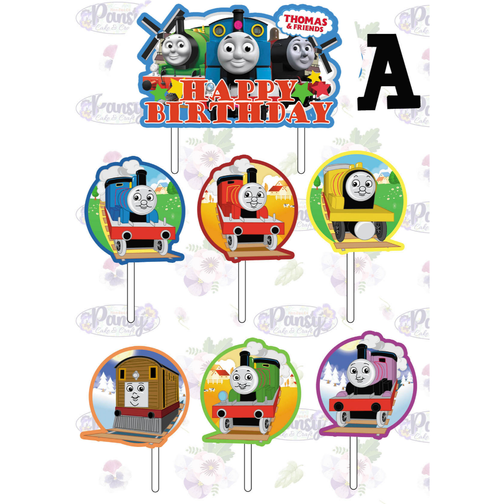 Jual Cake topper / Cupcake topper Thomas the train + banner Birthday ...