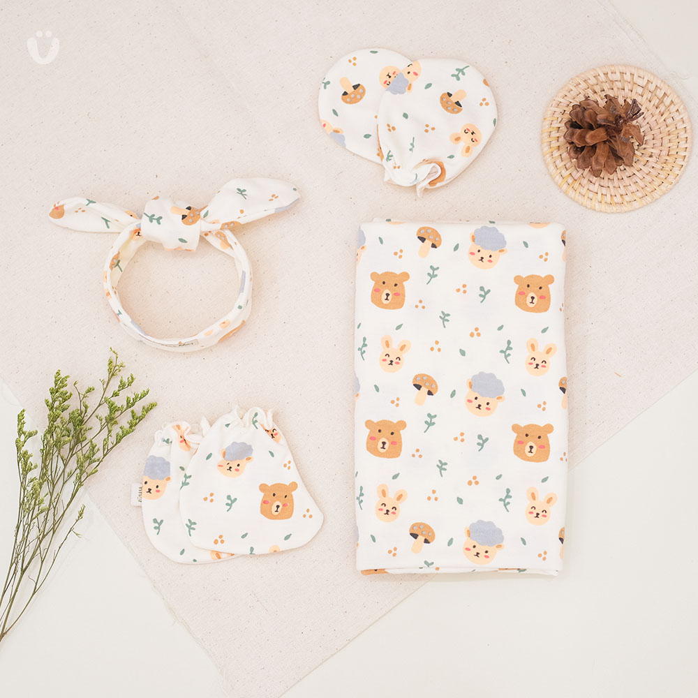 Jual Luyy (Swaddle Package - Girl) Paket Bedong Bayi dengan Bandana ...