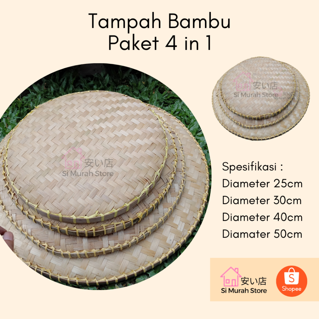 Jual Paket Tampah Bambu 4 in 1 Nampah Nyiru Bambu Murah / Tampah Bambu ...