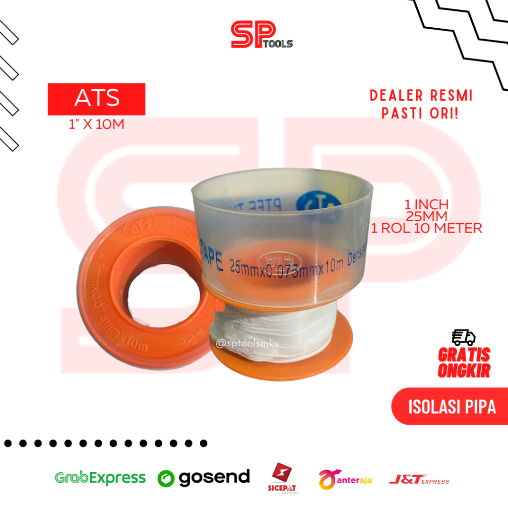 Jual ISOLASI PIPA / SEAL TAPE PIPA KERAN AIR 1" 1 INCH 25MM 10 METER ...