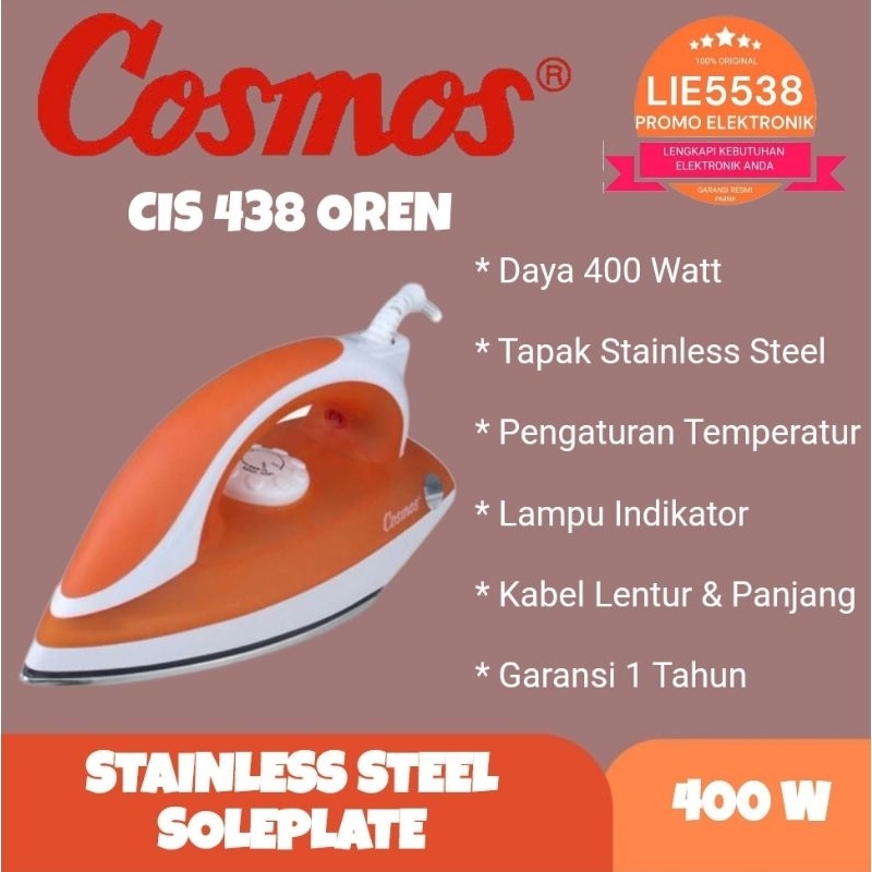 Jual Setrika COSMOS CIS418/ CIS 418 stainless steal dry irom GARANSI ...