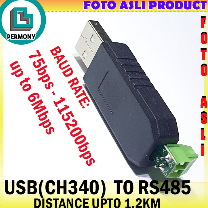 Jual USB to RS485 ch340 serial uart adapter converter communication komunikasi data | Shopee ...