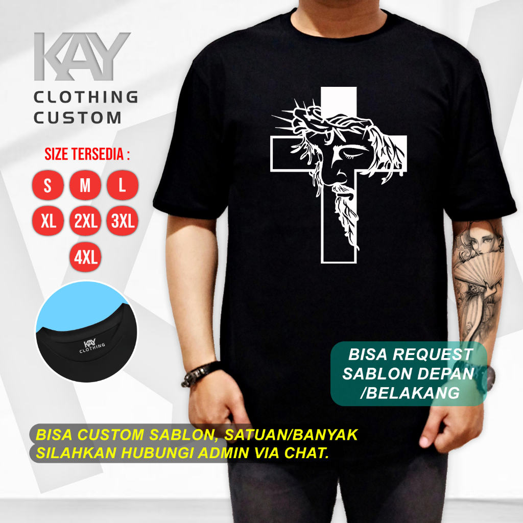 Jual KAOS SALIB FACE YESUS / KAOS ROHANI / BAJU KRISTEN / SABLON DTF ...