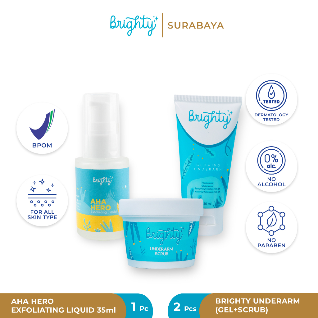 Jual Brighty Aha Hero Serum X Glowing Underarm X Underarm Scrub Paket Pemutih Ketiak No1 Di ...