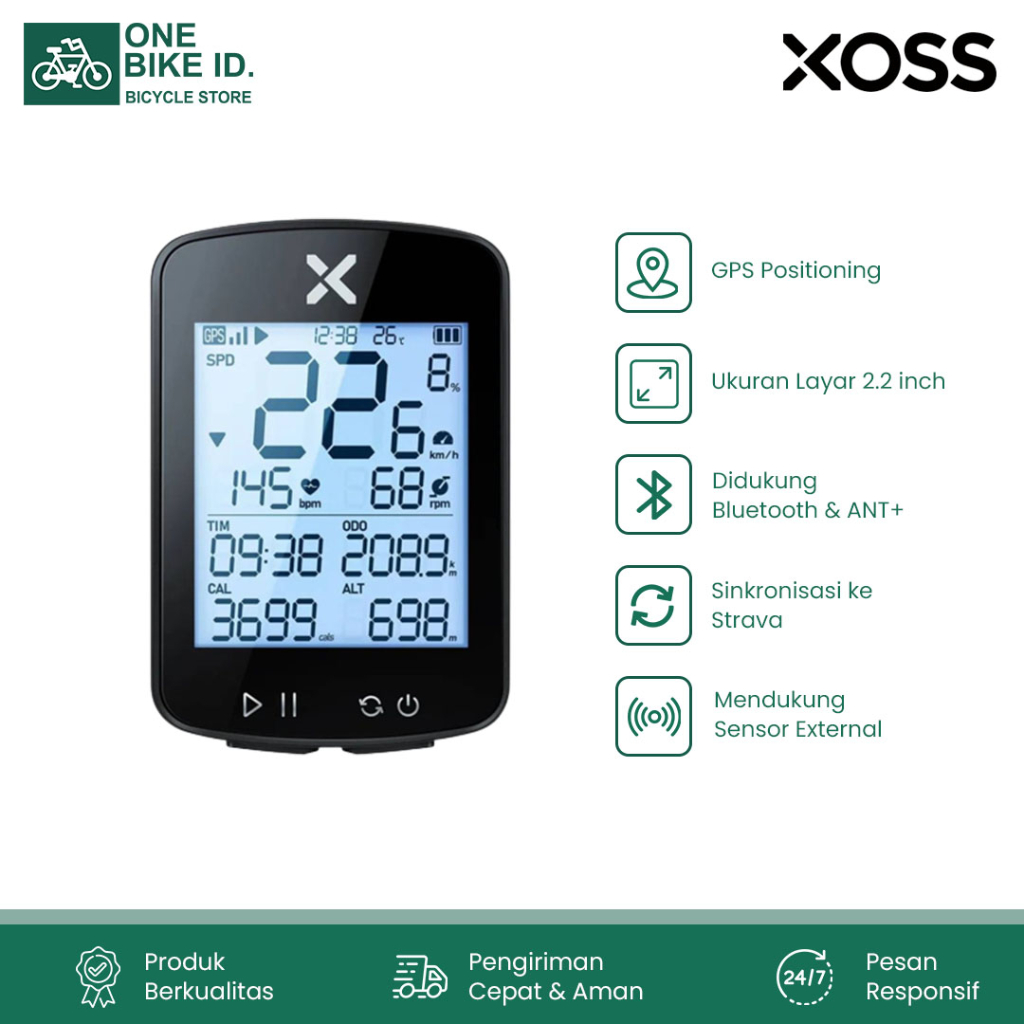 Jual XOSS G2+ Speedometer Sepeda Wireless I Support Bluetooth & ANT ...