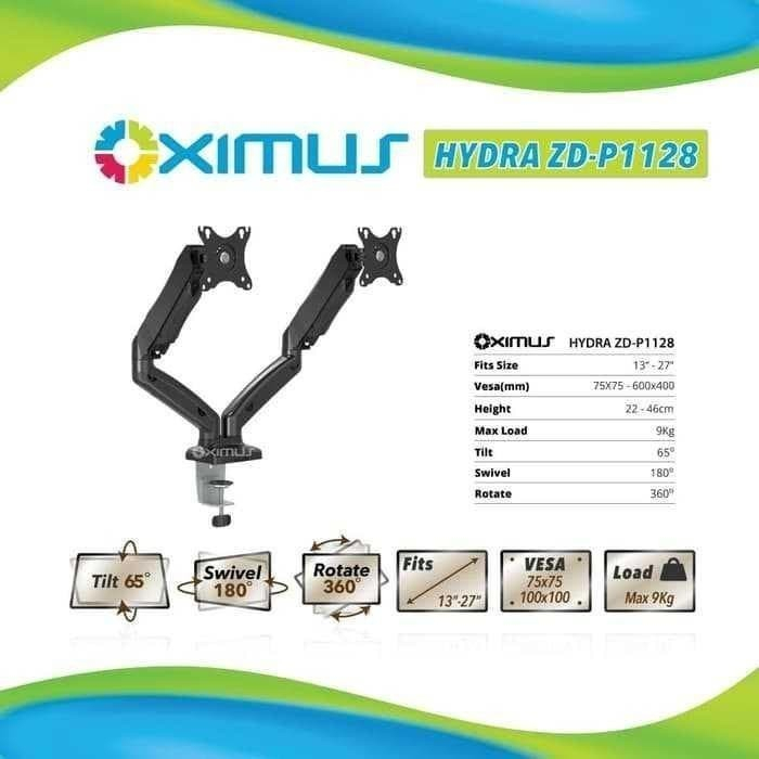 Jual Oximus Hydra ZDP1128 Bracket Jepit Meja for ( 13"-27" ) Dual ...