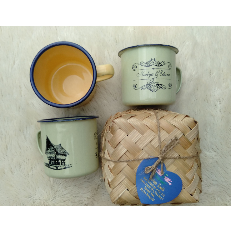 Jual Souvenir Gelas Pernikahan Tumbler Minum Kopi Cangkir Enamel Mug ...